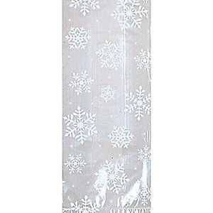 White Snowflake Cello Party Bags - 9 1/2" x 4", 20 Pcs