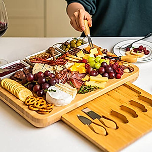 TMD Cheese Board and Knife Set – Cheese Board Set with 3 Ramekins – Beautiful Charcuterie Boards - Superb House Warming Gifts, New Home, Anniversary & Wedding Gifts for couples, Bridal Shower Gifts