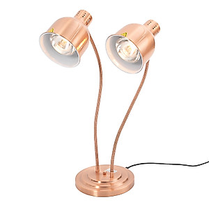 Commercial Food Heat Lamp, 2-Head Food Warming Light, 110V 500W Restaurant Kitchen Cafeteria Food Insulation Equipment, Gold