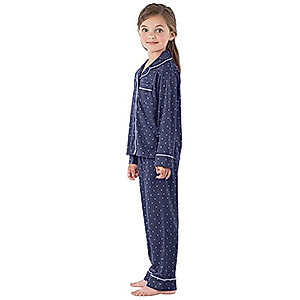 PajamaGram Boy Pajamas - Girl Pajamas, Navy Polka Dot, 12