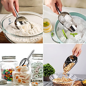 Metal Ice Scoop 6 Oz，Kitchen Ice Scooper for Ice Maker, Small Food Scoops for Bar Party Wedding Pet Dog Food, Stainless Steel Silver