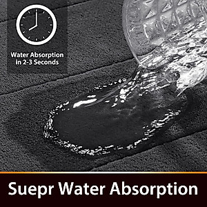 Yimobra Memory Foam Bath Mat Large Size, 31.5 x 19.8 Inches,Soft and Comfortable, Super Water Absorption, Non-Slip, Thick, Machine Wash, Easier to Dry for Bathroom Floor Rug, Dark Gray