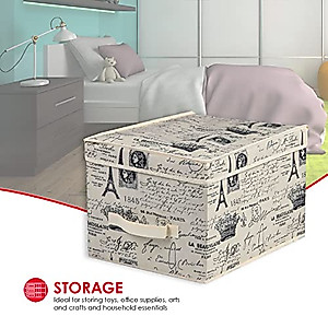 Home Basics Paris Collection Non-Woven Large Storage and Organization Box, Natural, (Jumbo Box)