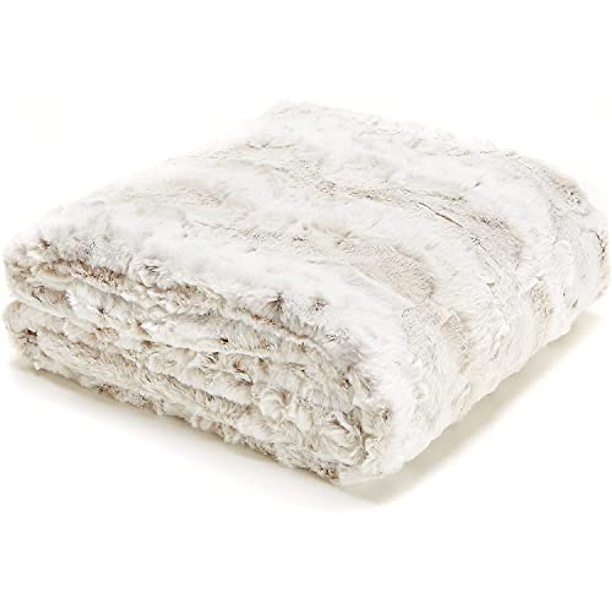 Outrageously Soft Throw Blanket - Ultra Plush Minky Faux Fur Blanket - Oversized 60 x 80 Inches - Tan