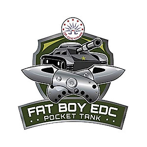 Off-Grid Knives - FAT BOY BLACKOUT Pocket Tank Manual Folding Utility Knife - Compact EDC, Razor Sharp Japanese AUS8 Steel, Deep Carry Clip, Safe Button Lock Release (Blackout)