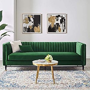 Modway Devote Channel Tufted Performance Velvet, Sofa, Emerald