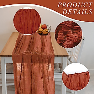 12 Pack Cheesecloth Table Runner, Runner Gauze Boho Wedding Decor Romantic Table Runner for Wedding Birthday Party(35" x 118") (Terracotta)