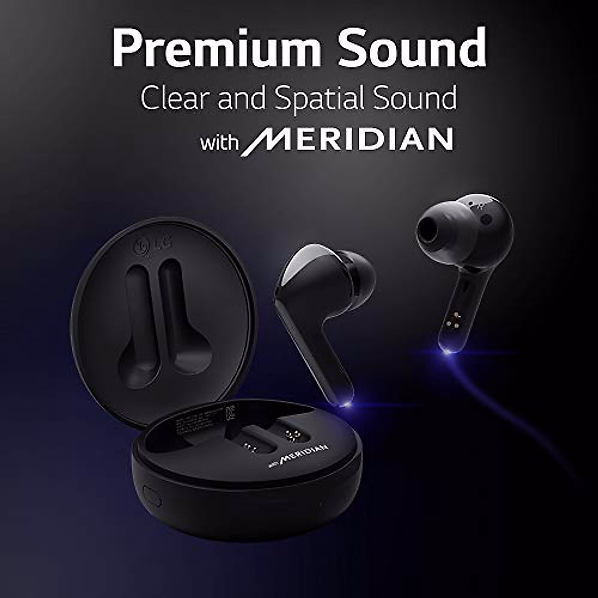 LG TONE Free FN6 - UVnano Kills 99.9% of Bacteria on Speaker Mesh True Wireless Bluetooth Earbuds with Meridian Sound, Dual Microphone, iPhone and Android Compatible, Wireless, Fast Charging, Black