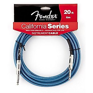 Fender California Series Instrument Cable for electric guitar, bass guitar, electric mandolin, pro audio - Daphne Blue - 20'