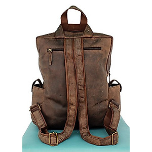 Art On Leather Genuine Leather Backpack For Women And Men - Buffalo Vintage Leather Backpack And Leather Laptop Backpack - Leather School Backpack With Laptop Sleeve And Vintage Leather Travel Bag