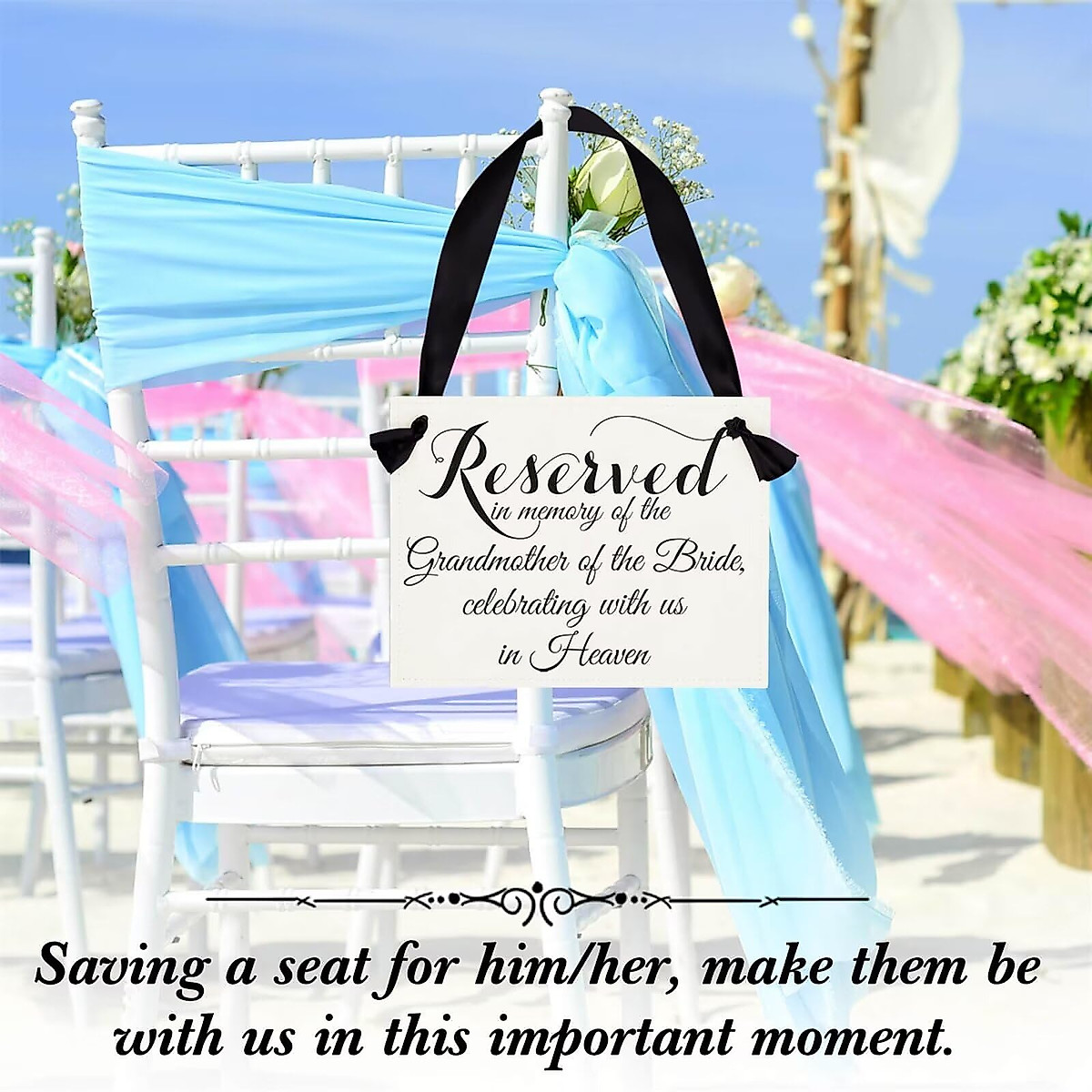 Yumoquee Wedding Memorial Sign in Memory of Grandparents Celebrating from Heaven Ceremony Seat Banner Grandmother of The Bride