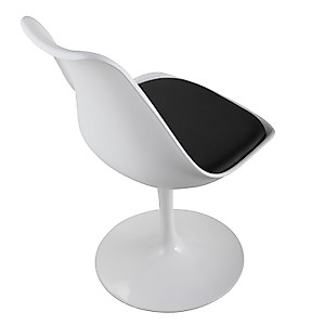 Gecheer Swivel Tulip Side Chair for Kitchen and Dining Room Bar with Cushioned Seat and Curved Backrest, White and Black