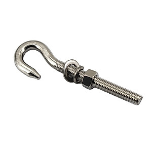 16Pcs M5 Stainless Steel Eye Bolt with Nut and Washers Long Shank Threaded Rod Round Hook Eyelet Bolt Screw