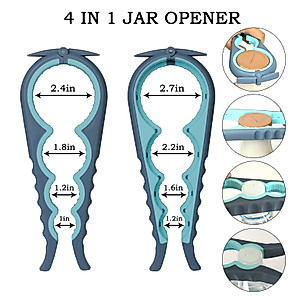 Jar Opener Bottle Opener,5 In 1 Multi Function Can Opener-Ergonomic Multifunctional Kitchen Tools Set For Weak Hand, Children，Elderly, Seniors, Arthritis Sufferers 2 Pack