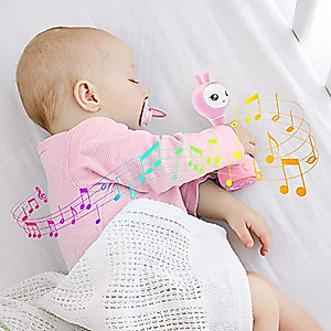 Alilo Bunny Baby Rattle Shaker and Teether Toys,Electronic Rattle Infants Toy,9 Kinds of Color Learning and Educational Toys with Music & Light for 0-6-12 Months, Gift for Newborns Girls Boys Toddlers