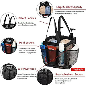 Nvatorfox 2 Pack Haundry Mesh Shower Caddy Tote Bag Hanging Portable Toiletry Bag College Dorm Essentials Quick Dry Bath Organizer for College Dorms, Gym, Camp for Bathroom Accessories(Grey + Black)