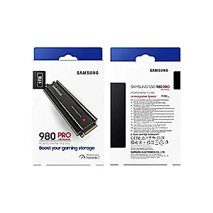 SAMSUNG 980 PRO SSD with Heatsink 2TB PCIe Gen 4 NVMe M.2 Internal Solid State Drive + 2mo Adobe CC Photography, Heat Control, Max Speed, PS5 Compatible (MZ-V8P2T0CW)
