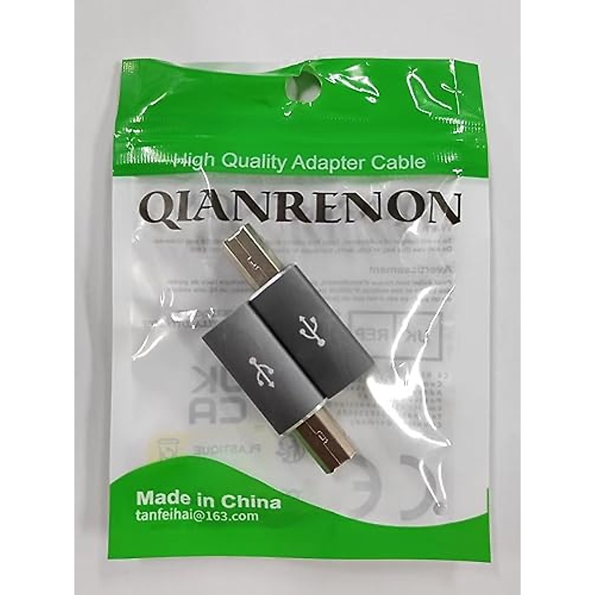 QIANRENON USB C to B Print Converter Type C to MIDI Digital Interface Adapter, Connect Keyboard to Mobile Phone via OTG, for Printer, Electric Piano, Silver Gray, 2 pcs