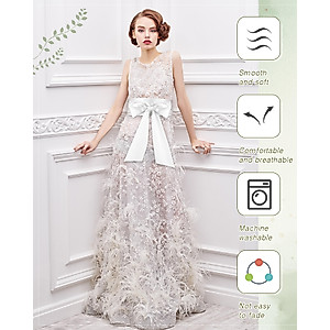 Glitopper Women Satin Waist Belts Dress Sash Waist Belt for Special Occasion Bridal Wedding Prom Formal 3.5'' Wide(White)