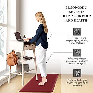 HappyTrends Kitchen Mat [2PCS] Cushioned Comfort Anti-Fatigue Floor Mat, Waterproof Non-Slip Kitchen Rugs, Thick Perfect Ergonomic Foam Standing mat for Kitchen, Home, Office, Laundry,Red