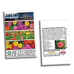 "State Fair Mix" Zinnia Flower Seeds for Planting, 100+ Seeds Per Packet, (Isla's Garden Seeds), Non GMO & Heirloom Seeds, Scientific Name: Zinnia elegans, Great Home Garden Gift