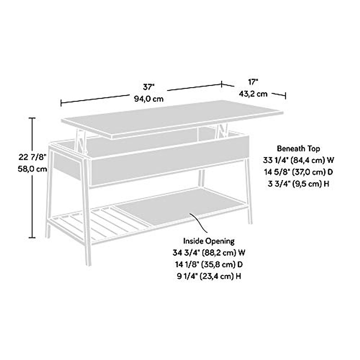 Sauder 424931 North Avenue Lift-Top Coffee Table, Charter Oak Finish