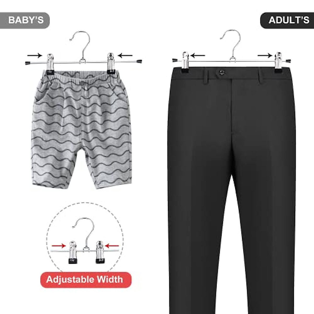 Pants Hangers with Clips 40 Pack Skirt Hanger Space Saving Metal Clip Hanger for Jeans Skirt Slack Hangers (40 PCS)