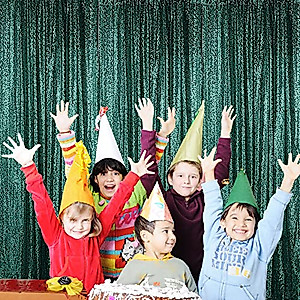 Sugargirl Dark Green Sequin Backdrop Curtain 2 Panels 2FTx8FT Glitter Dark Green Background Drapes Sparkle Photography Backdrop for Party Wedding Birthday Wall Decoration