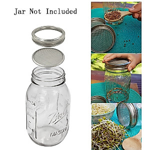 4 Pack Stainless Steel Sprouting Jar Strainer Lids - Regular Mouth Mason Jar Screen Sprouting Kit Lids - for Growing Bean, Broccoli, Alfalfa, Salad Sprouts and More