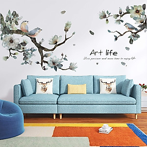 LLYDD Leaf and Bird Wall Sticker Tree Leaves Plant Natual Wall Stickers Decal Art Decor Room Decoration Peel and Stick Self - Adhesive for Garden Living Room Bedroom Kitchen Playroom Nursery Room