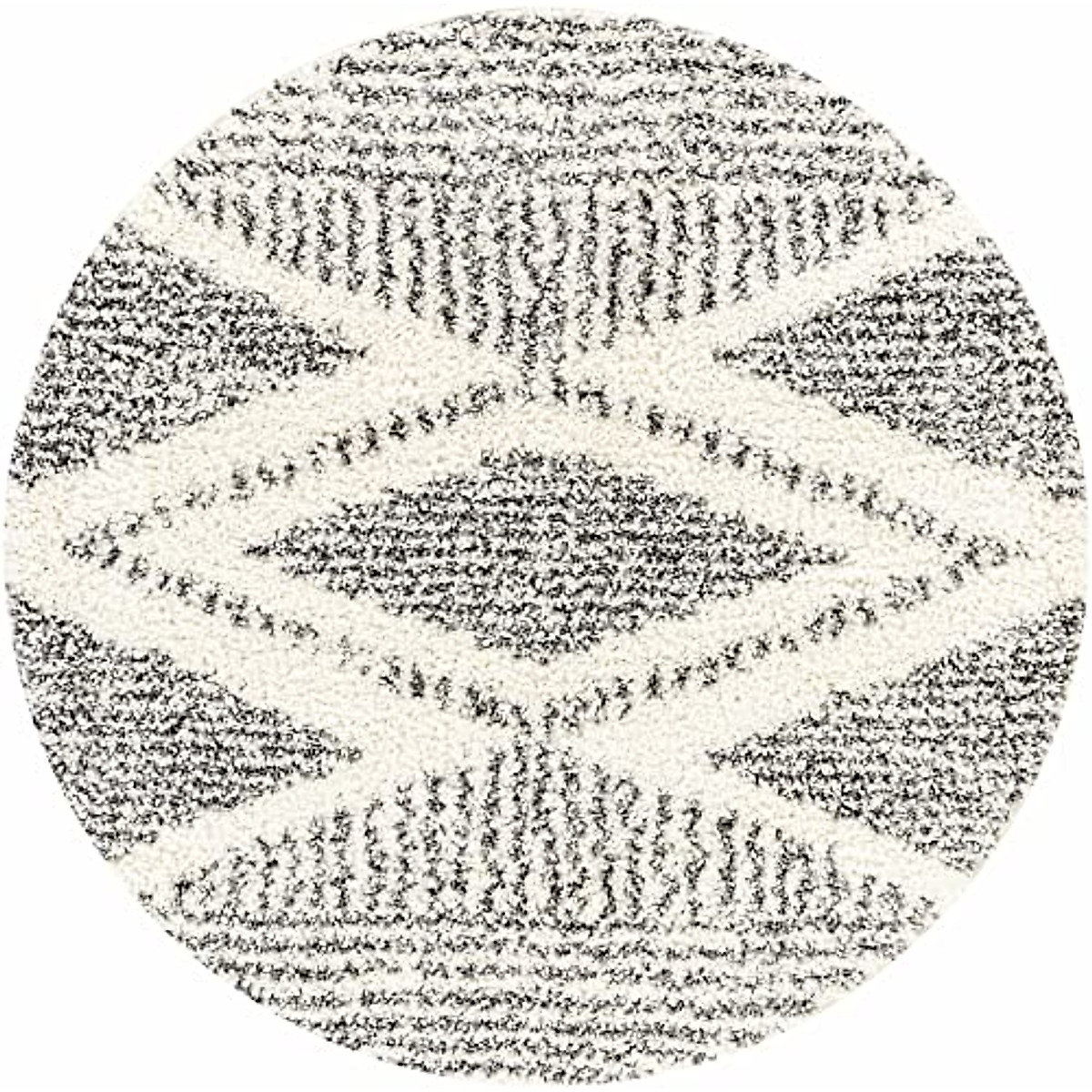 Trunding Moroccan Farmhouse Living Room Bedroom Shaggy Area Rug - Bohemian Shag Rug - Plush High Pile - Southwestern Boho Soft Carpet - Tribal Aztec - Black, Cream, Grey, Beige - 7'10" x 10'3"