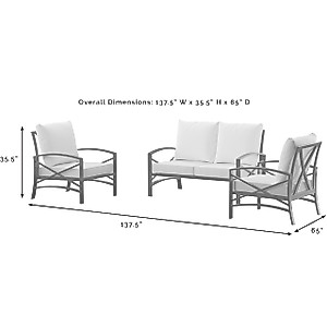 Crosley Furniture Kaplan 3-Piece Outdoor Loveseat Patio Furniture Set, Conversation Sets for Porch, Deck, Oiled Bronze with Oatmeal Cushions