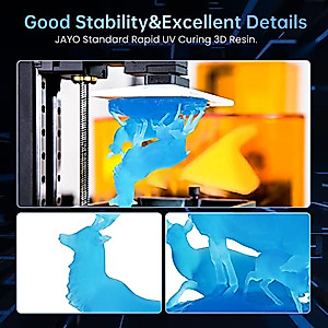 3D Printer Resin, JAYO 1KG 3D Resin for 4K 8K LCD/DLP/SLA 3D Printers, 405nm Standard Photopolymer Fast Curing Resin, High Precision, Low Shrinkage, Clear Blue 1000g