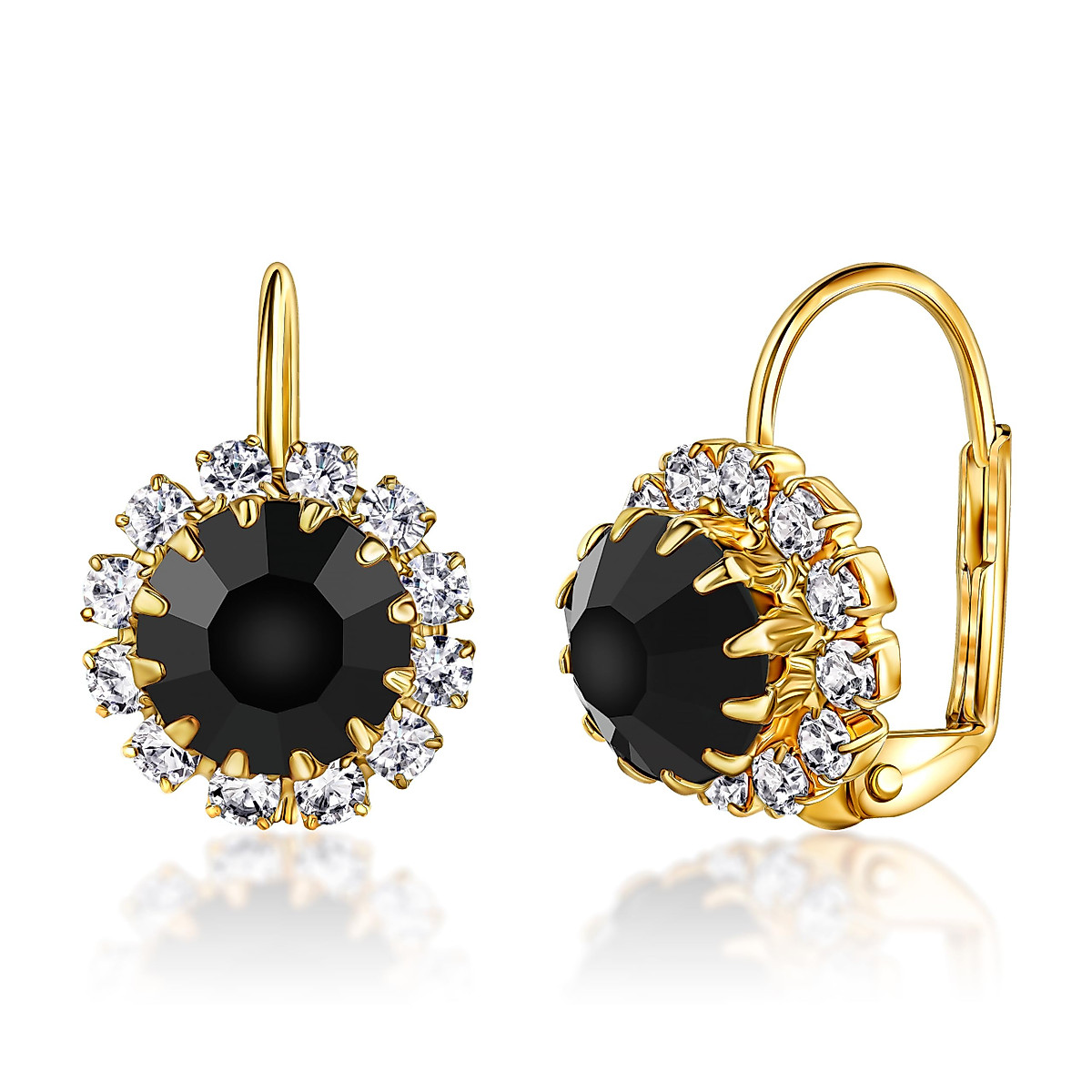 Barzel 18K Gold & Silver Tone Crystal Flower Earrings Made with Swarovski Elements