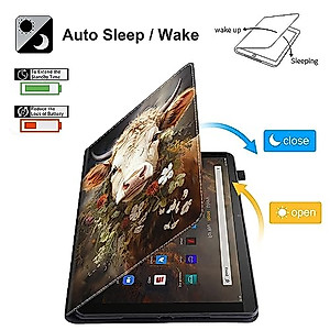 Case Compatible with Amazon All-New Kindle Fire 7 Tablet (2022 Release-12th Generation) Latest Model 7，Slim Fit Foldable Standing Cover Case with Auto Sleep/Wake，Cow Flower
