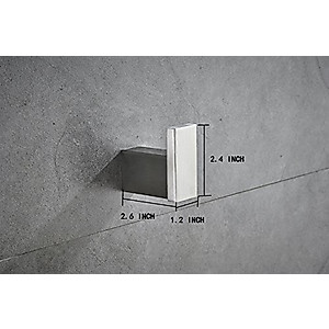 Klabb HNB-30 Square Type SUS 304 Stainless Steel Coat Hook Single Towel/Robe Clothes Hook for Bath Kitchen Garage Heavy Duty Contemporary Square Style Wall Mounted, Brushed Finish