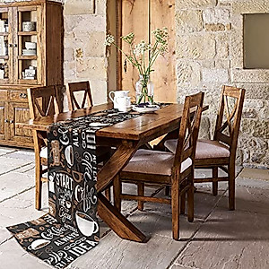 Rural Coffee Chiffon Table Runner 120 Inches Long, Shabby Chic Esppresso Beans Cup Drinking Voile Sheer Tulle Runner for Rustic Wedding Reception Bridal Shower Decorations Birthday Party