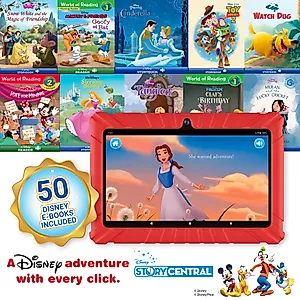 Contixo Kids Tablet V8, 7-inch HD, Ages 3-7, Toddler Tablet with Camera, Parental Control - Android 11, 16GB, WiFi, Learning Tablet for Children, 50+ Disney Storybooks Apps and Kid-Proof Case, Red