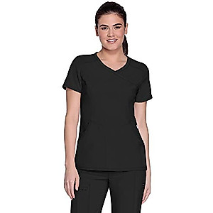 Cherokee Infinity Women Scrubs Top Mock Wrap 2625A, L, Black