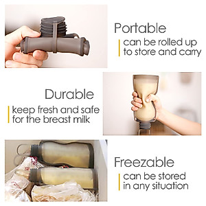 haakaa Reusable Silicone Breastmilk Storage Bag(9oz,5pk) Bottle Cleaning Brush Set| Breastmilk Freezer Bag|Breastfeeding Milk Pouch|Breast Pump Bag|Self Standing Storing Pouch- BPA Free- No Leak