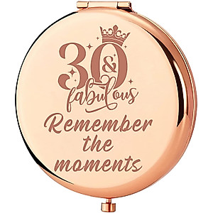 KEYCHIN 30th Birthday Pocket Mirror Happy 30 Year Old Birthday Gifts Remember The Moments 30th Compact Mirror for Sister Wife Friend Coworker (30th-RG)