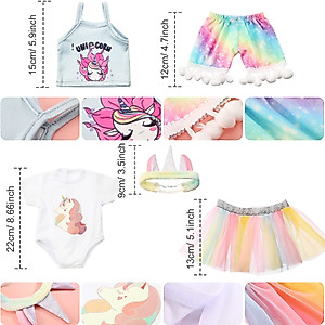 Set of 2 Summer Teddy Bear Clothes Cap & Gow Outfit Fits Make Your Own Most 14" - 18" Bear Plush Stuffed Animal Outfit Pet Dog Doll Cap and Gown Build a Bear Clothe(Unicorn Style, Fit 14"-18")