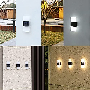 YONCDIAT Solar Lights Outdoor, White and Warm 2 Color,12LED IP65 Waterproof Solar Powered for Wall Outside Garden Fence Porch【2 Pack】 (S)