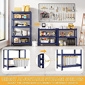 REIBII Garage Shelving Heavy Duty Storage Shelves Loads 1690 LBS, Adjustable Metal Shelving Units and Storage Metal Shelves for Storage Rack Shelf for Garage,Basement 32" W x 17" D x 72" H,Blue