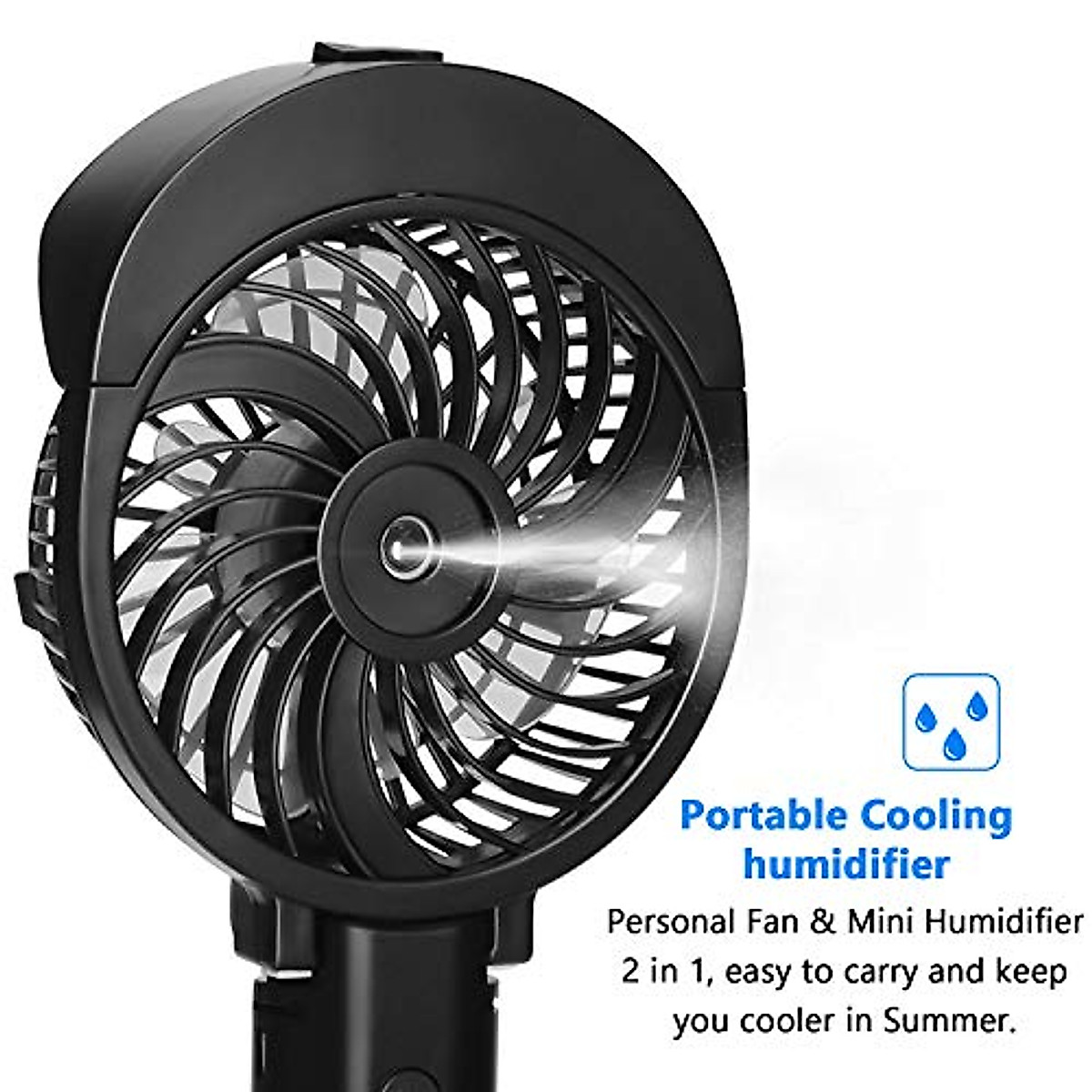 PEYOU Handheld Misting Fan, Portable Mister Fan with 55ml Large Water Tank, USB Rechargeable Mist Fan, Battery Operated Spray Water Fan, 180° Foldable, 3 Speeds, Personal Fan for Travel, Outdoors