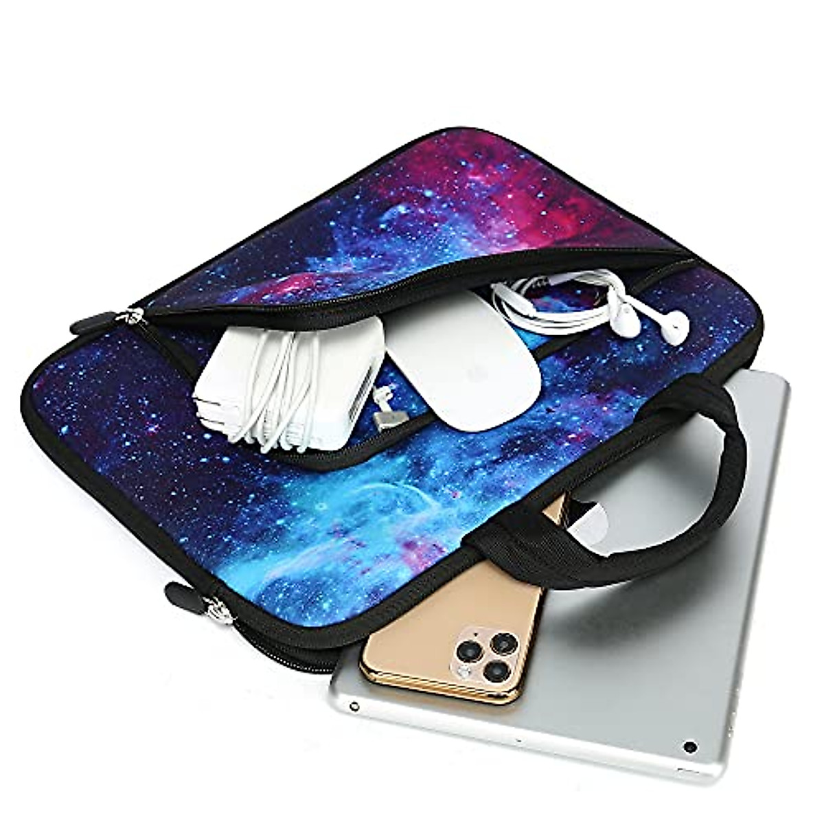14 15 15.4 15.6 inch Laptop Handle Bag Computer Protect Case Pouch Holder Notebook Sleeve Neoprene Cover Soft Carrying Case with Extra Pockets for Dell Lenovo Toshiba HP Chromebook ASUS Acer(Galaxy)