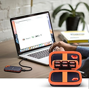 Case Compatible with SanDisk Extreme Pro/for SanDisk Portable SSD 1TB 2TB 4TB 500GB External Solid State Drive, Travel Storage Holder Bag for 2 SSD and Memory Card SD Card -Orange (Box Only)