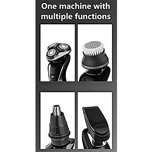 Electric Razor Cordless Beard Trimmer for Men Nose Hair Trimmer 3 in 1 Trimmer Grooming Kit Plus 1 Facial Cleansing Brush Waterproof USB Rechargeable Dry Wet (Black)