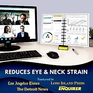Note Tower Desktop Pro Document Holder - 2 Page Paper Holder, Easy Loading for Fast Typing, Displays Papers & Photos, Organizes Sticky Notes, Includes 50 Sheets 3"x3" Sticky Notes, White