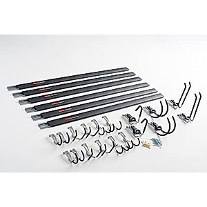 Rubbermaid 24-Piece FastTrack Garage Wall-Mounted Storage Kit, 6 Rails and 18 Hooks, for Home/House/Tool/Sports/Equipment/Utility Purposes